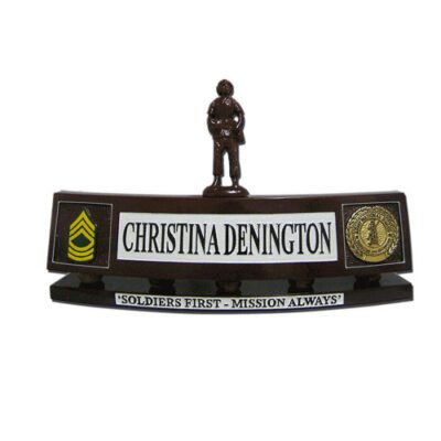 U.S. Army National Guard Wooden Desk Name Plate with rank