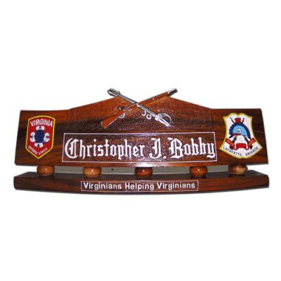U.S. Army Rifle & Sword Wooden Desk Name Plate with rank