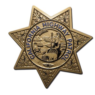 California Highway Patrol Officer Badge Mahogany Wall Plaque