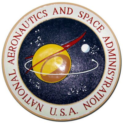 NASA 1959 Design Official Seal Mahogany Wooden Wall Plaque