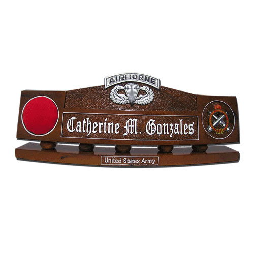 U.S. Military Desk Name Plates - Personalized wooden w/rank