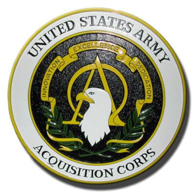 U.S. Army Acquisition Corps Offical Seal Mahogany Plaque