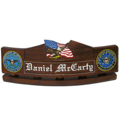 Marine Corps Eagle & Flag Model 2 Wooden Desk Name Plate