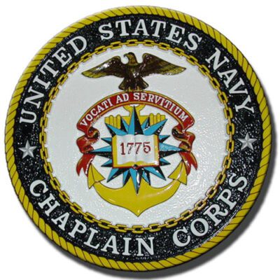 Navy Chaplain Corps Official Seal Mahogany Wooden Plaque