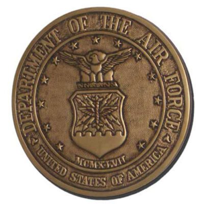 Air Force Antique Gold Official Seal Wooden Wall Plaque