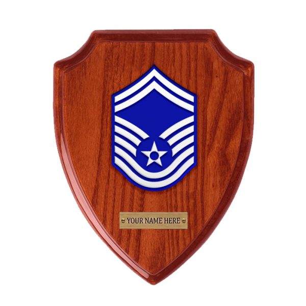 Air Force Senior Master Sergeant Chevron Mahogany Plaque