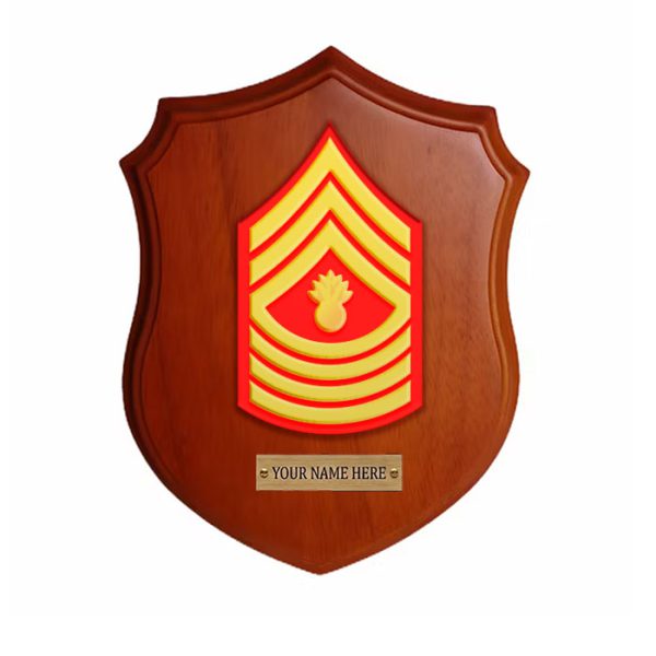 Marine Corps Master Gunnery Sergeant Chevron Mahogany Plaque