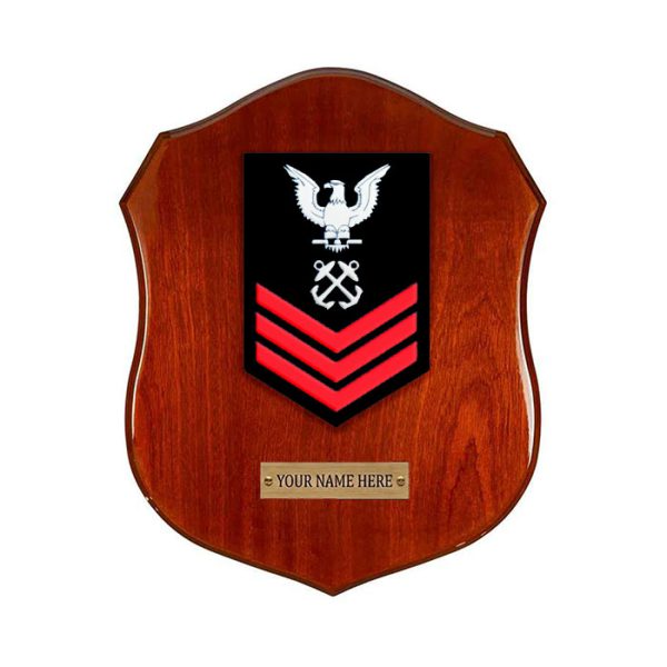 Navy Petty Officer First Class Chevron Mahogany Plaque