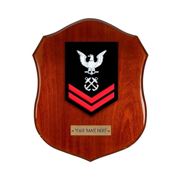 Navy E5 Petty Officer Second Class Chevron Mahogany Plaque